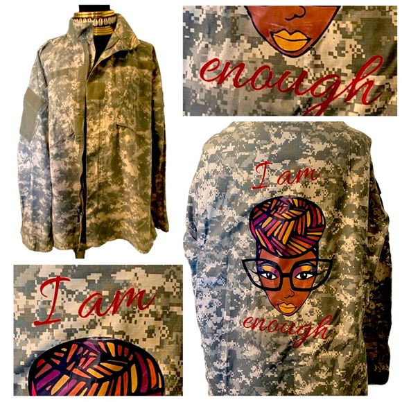 Jackets & Coats | I Am Enough Army Fatigue Camo Upcycled Shacket Bdu ...
